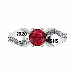 Custom class ring for Girl Women High School College University Academy 2022 2023 2024 2025 2026 Senior Graduation Personalized Gift Customized for her Sterling Silver - Custom Made Jewel