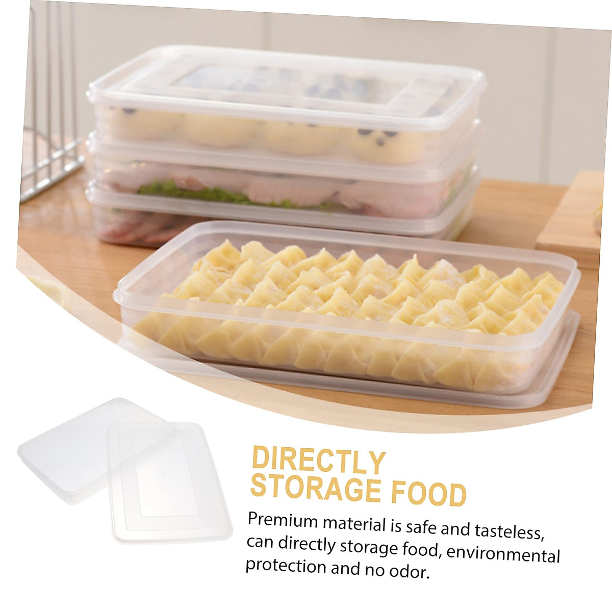 VINTORKY 2Pcs Refrigerator Dumpling Storage Box Sealing Holder for Freezing Dumplings Food Organizer Container for Deep Freezer with Lids