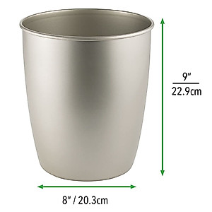 mDesign Small Steel Round Trash Can Bucket - 1.5 Gallon Wastebasket, Garbage Container Bin for Bathroom, Powder Room, Bedroom, Kitchen, Home Office - Hamill Collection - 4 Pack - Matte Satin