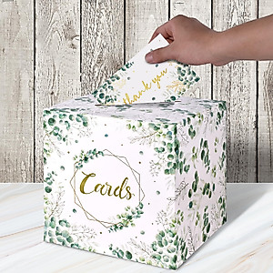 Gatherfun Sage Greenery Bridal Shower Card Box,Wedding Cards Box and Baptism Envelope Box for Wedding Gift Baby or Bridal Shower Party Favors Decorations Party Supplies