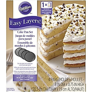 Wilton Easy Layers 4-Piece Layer Cake Pans Set, 8-inch, Steel