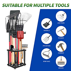 gamtrik Garden Tool Organizer Heavy Duty, Garage Organizers and Storage Hold Tools, Garage Tool Organizer Wall Mount, Yard Tool Organizer for Garage Long Handle Tools, Garden Tools, Shovels, Brooms
