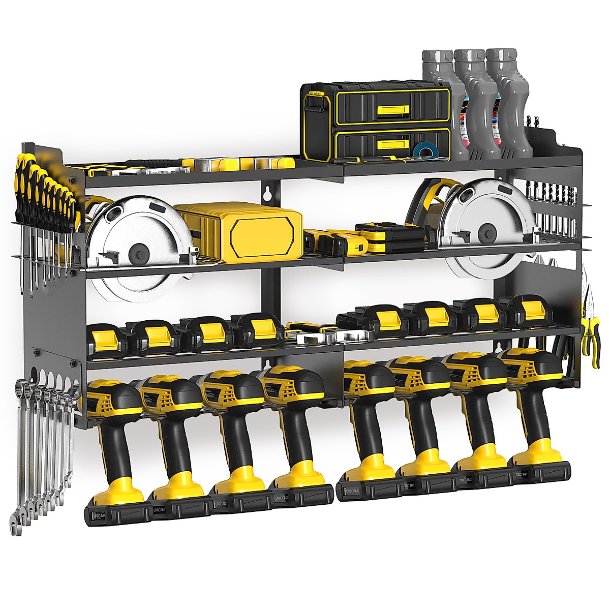 Power Tool Organizer, Drill Holder Wall Mount, Storage Rack for Cordless Drill, Heavy Tool shelf with Screwdriver Holder/Pliers Holder/Hammer