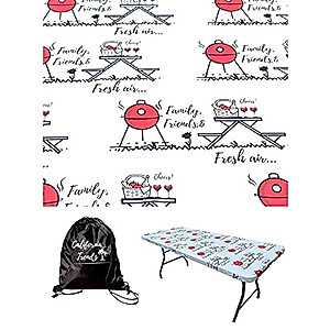 California Trendz Fitted Tablecloth Rectangle Cover 6 Ft Folding Table-Size 30x72 in.Flannel Backed Vinyl Plastic Tablecloth,Elastic Table Cover,Waterproof Fitted for Camping,Patio,Outdoor