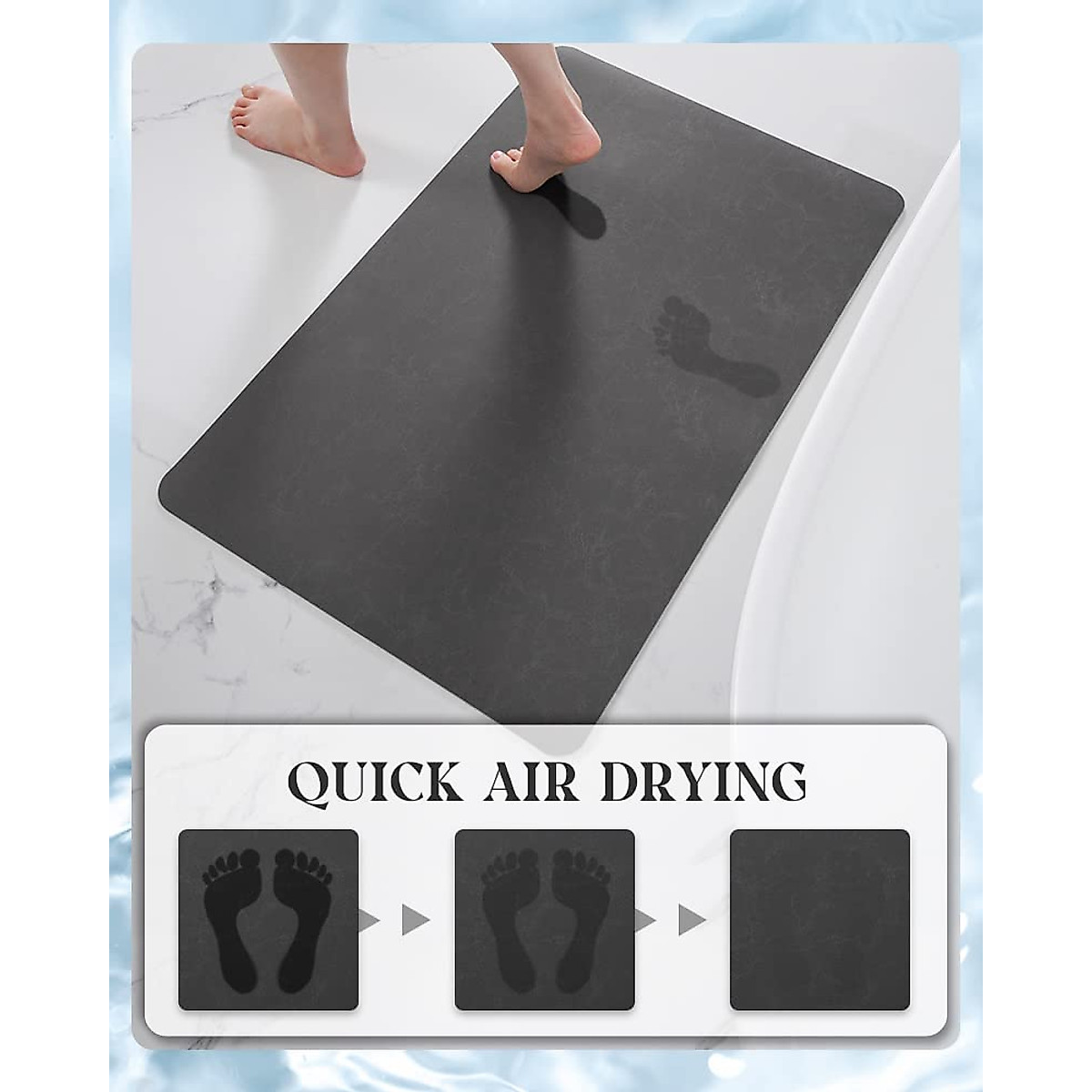 MontVoo -Bath Mat Rug-Rubber Non Slip Quick Dry Super Absorbent Thin Bathroom Rugs Fit Under Door-Washable Bathroom Floor Mats-Shower Rug for in Front of Bathtub,Shower Room,Sink