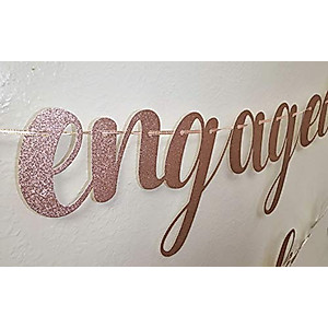 Engagement Party Banners Glitter Rose Gold Letters He Asked She Said Yes Garland for Wedding Engagement Party Hen Party Bridal Shower Bachelorette Party Favor Party Decoration Supplies (ROSE GOLD)