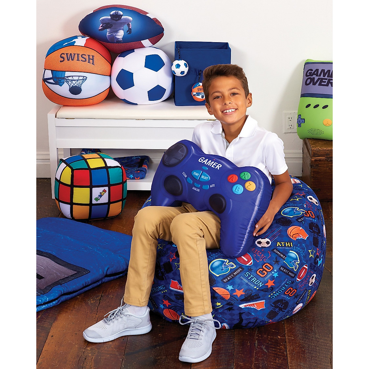 iscream Old School! Rubik's Cube Shaped 11" x 11" x 11" Accent Throw Pillow