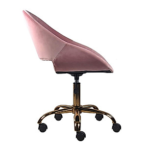 GIA Mid-Back Swivel Adjustable Small Vanity Chair with Velvet Upholstery, Pink