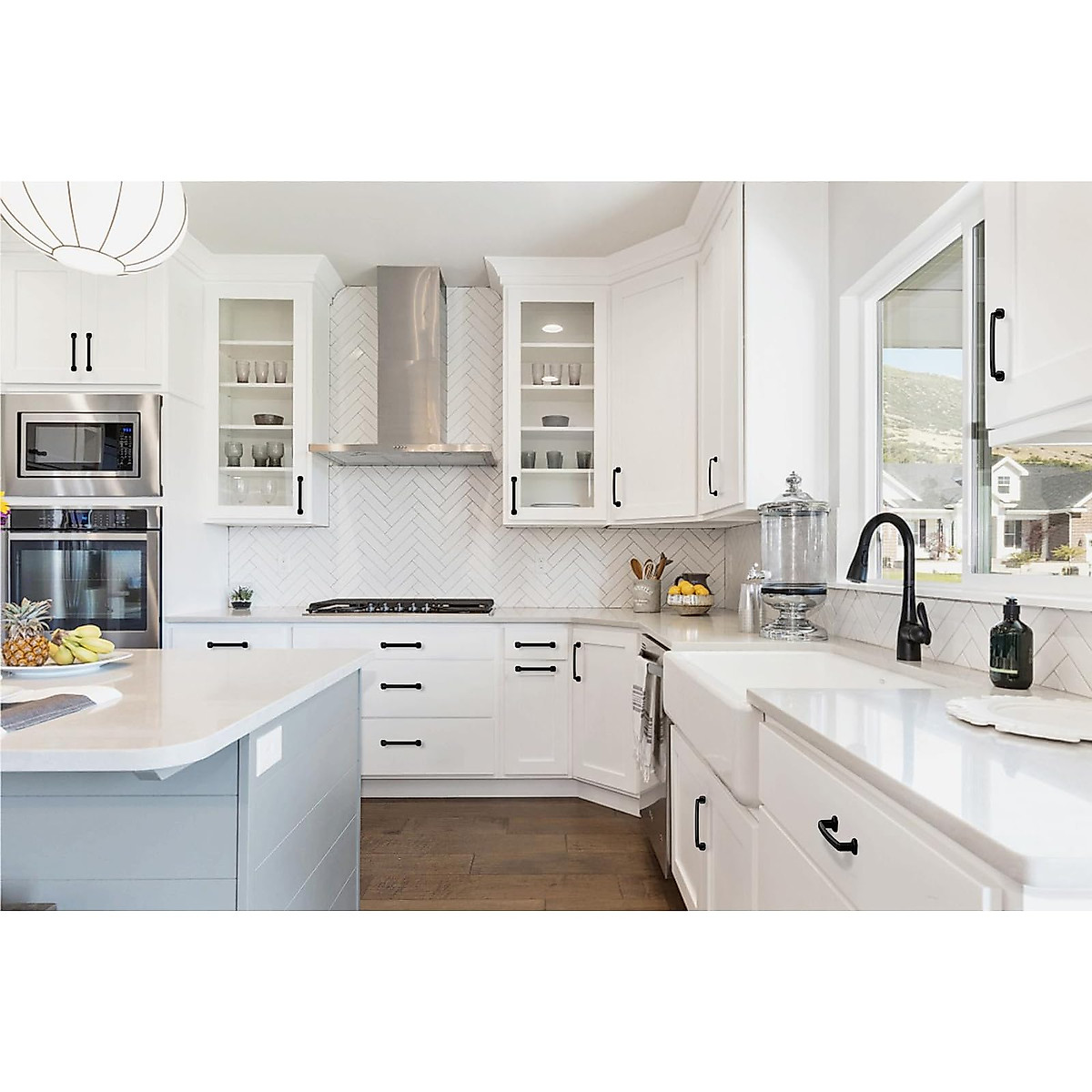 Estmoon 10 Pack Cabinet Handles Black, 5 Inch(128mm) Hole Centers Solid Cabinet Pulls Matte Black Unique Arch Drawer Pulls Cabinet Hardware, Kitchen Cabinet Handles for Cabinets Drawers Cupboards