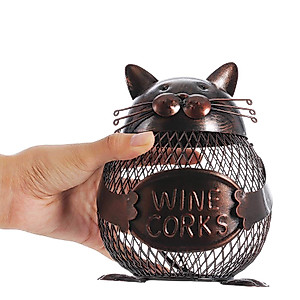 Too-arts Practical Kitten Wine Cork Container Iron Piggy Bank Handcraft Home Decoration Gift