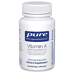 Pure Encapsulations Vitamin A 10,000 IU from Cod Liver Oil | Supports Immune and Cellular Health, Vision, Bones, Skin, and Reproductive Function* | 120 Softgel Capsules
