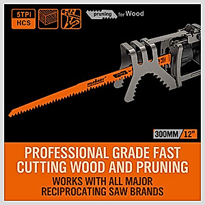HORUSDY 12-Inch Wood Pruning Reciprocating Saw Blades, 5 Pack, 5TPI Saw Blades