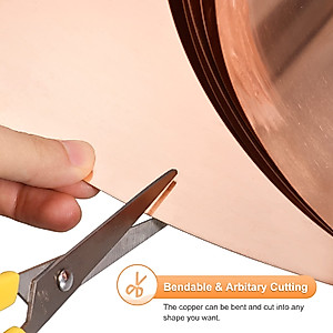 uxcell Copper Sheet Roll 3500mm x 150mm x 0.2mm, 99.9% Pure Copper Strip Copper Flashing Metal Foil Plate for Electricity DIY Projects (Multiple Sizes)