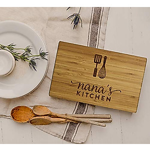 Andaz Press Laser Engraved Small Bamboo Wood Cutting Board, 9.5 x 6-inch, Nana's Kitchen, 1-Pack, Christmas Birthday Mother's Day Gift Present Ideas for Grandma Grandmother Nana