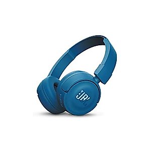 JBL Pure Bass Sound Bluetooth JBLT450BTBLU Wireless On-Ear Headphones Blue (Renewed)
