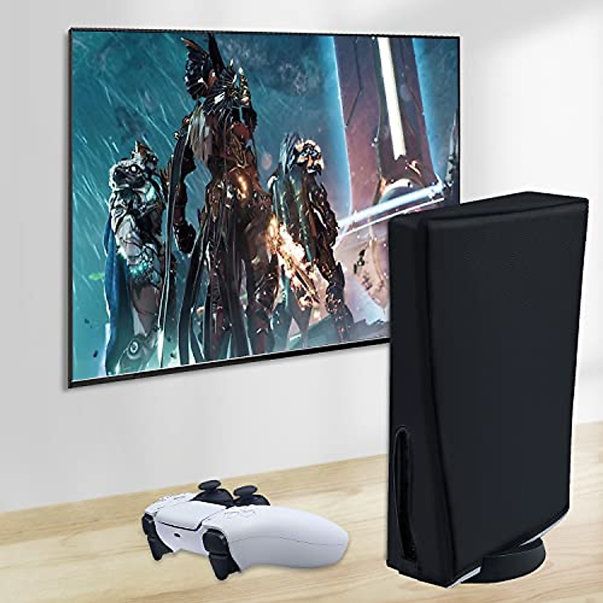 Mcbazel Dust Cover for PS5, Precision Cut Protective Case Anti Scratch Waterproof Cover Sleeve for Playstation 5 Console Digital Edition and Ultra HD Edition - Black