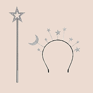 Tawecrew Glitter Star Moon Headband, Star Wand,Party Hair Hoop for Women Girls