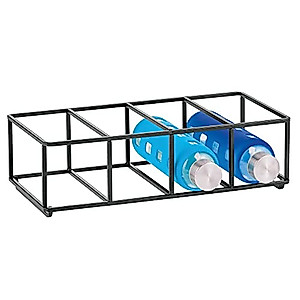 mDesign Stackable, Metal Geometric Free-Standing Water Bottle and Wine Rack Storage Organizer for Kitchen Countertops, Pantry, Fridge - Holds 8 Bottles - 2 Pack - Matte Black