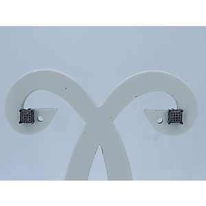 Dazzlingrock Collection Round Black Diamond Cluster Square Unisex Stud Earrings (0.10 ctw) in Black Plated 925 Sterling Silver in Push Back