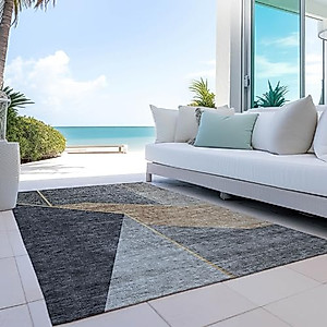 Addison Rugs Chantille ACN648 Charcoal 5' x 7'6" Indoor Outdoor Area Rug, Easy Clean, Machine Washable, Non Shedding, Bedroom, Living Room, Dining Room, Kitchen, Patio Rug