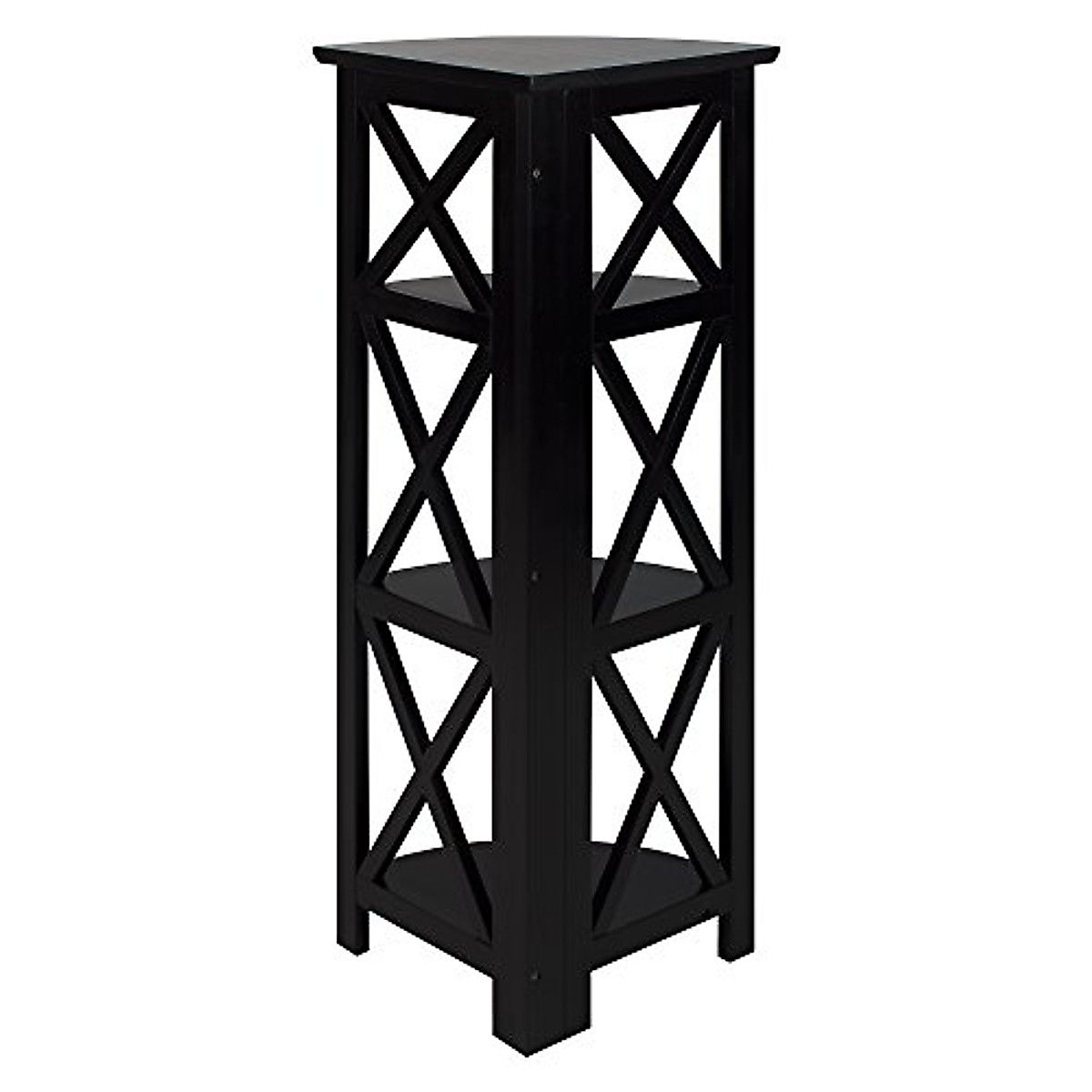 Casual Home Montego 3-Shelf Corner Folding Bookcase with Mantel Top, Black