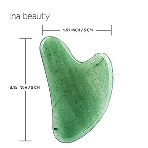 Ina Beauty Large Gua Sha Heart Natural Jade Stone for Face to Lift, Decrease Puffiness and Tighten