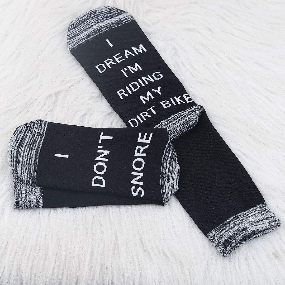JXGZSO 2 Pairs Dirt Bike Socks Dirt Bike Gift Funny Socks I Don’t Snore I Dream I’m Riding My Dirt Bike Socks (Riding My Dirt Bike)