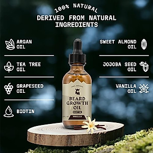 Striking Viking Beard Growth Oil with Biotin - Thickening & Conditioning Beard Oil Growth - Naturally Derived Beard Oil for Facial Hair Growth for Men Vanilla, 2 Fl Oz (Pack of 1) - Vanilla Beard Oil