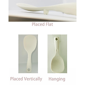 Minchsrin 2Pcs of Silicone Rice Ladle Rice Serving Spoon Easy To Clean Rice Spoon for Electric Rice Cooker Rice Paddle for Kitchen (Cream)