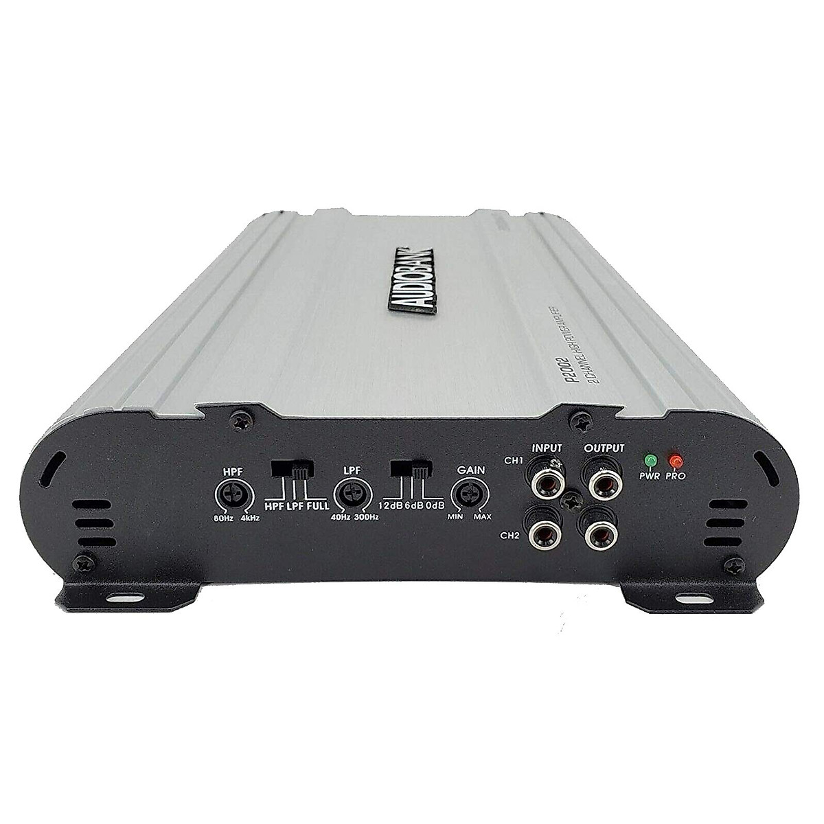 Audiobank 2 Channels 2000 WATTS Bridgedable Car Audio Stereo Amplifier P2002 Heavy-Duty Aluminum Alloy Heatsink | Class A-B Operation Remote On/Off Circuit