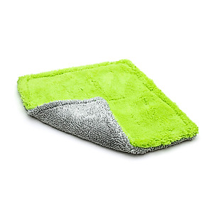 [Amphibian Mini] Dual Side Glass Cleaning Microfiber Towel - One Side Twist, One Side Plush - 8"x8" (Green/Gray)
