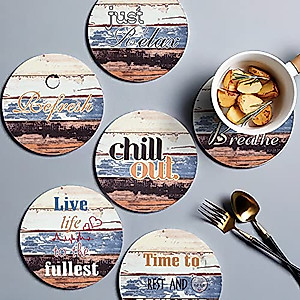 Elegant Coasters for Drinks| Absorbent Ceramic Coaster for Coffee Table| Classic Gift for Housewarming| Set of 6 Coasters with Holder| Decor for Kitchen Room, Living Room, Patio Table, Bar, etc.