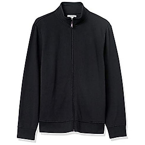 Amazon Essentials Men's Lightweight French Terry Full-Zip Mock Neck Sweatshirt, Black, Medium