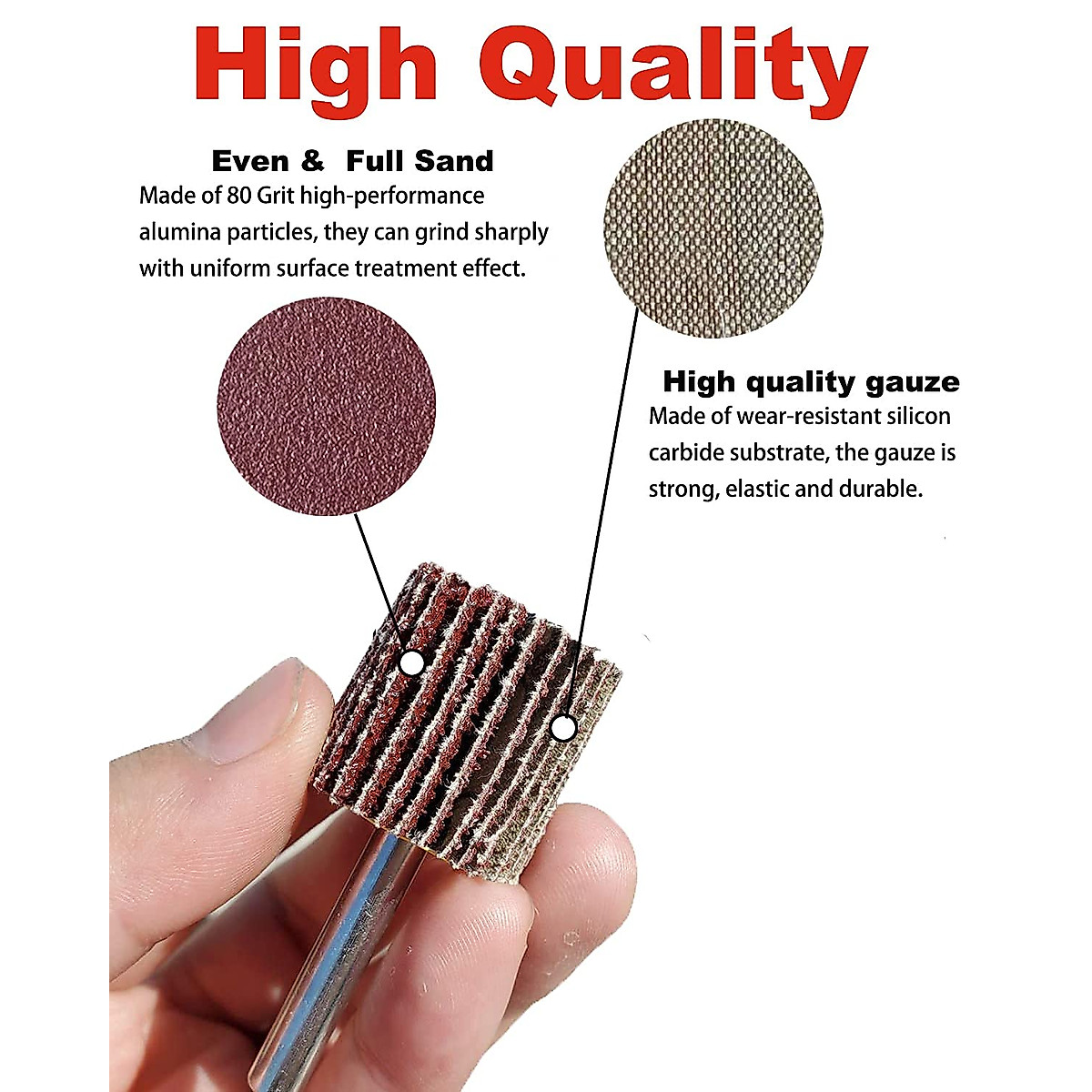 Rocaris 40 Pack Flap Wheel 1" x 1", 1/4" Mounted Shank Aluminum Oxide Grit# 60,80,120,240 for Drill