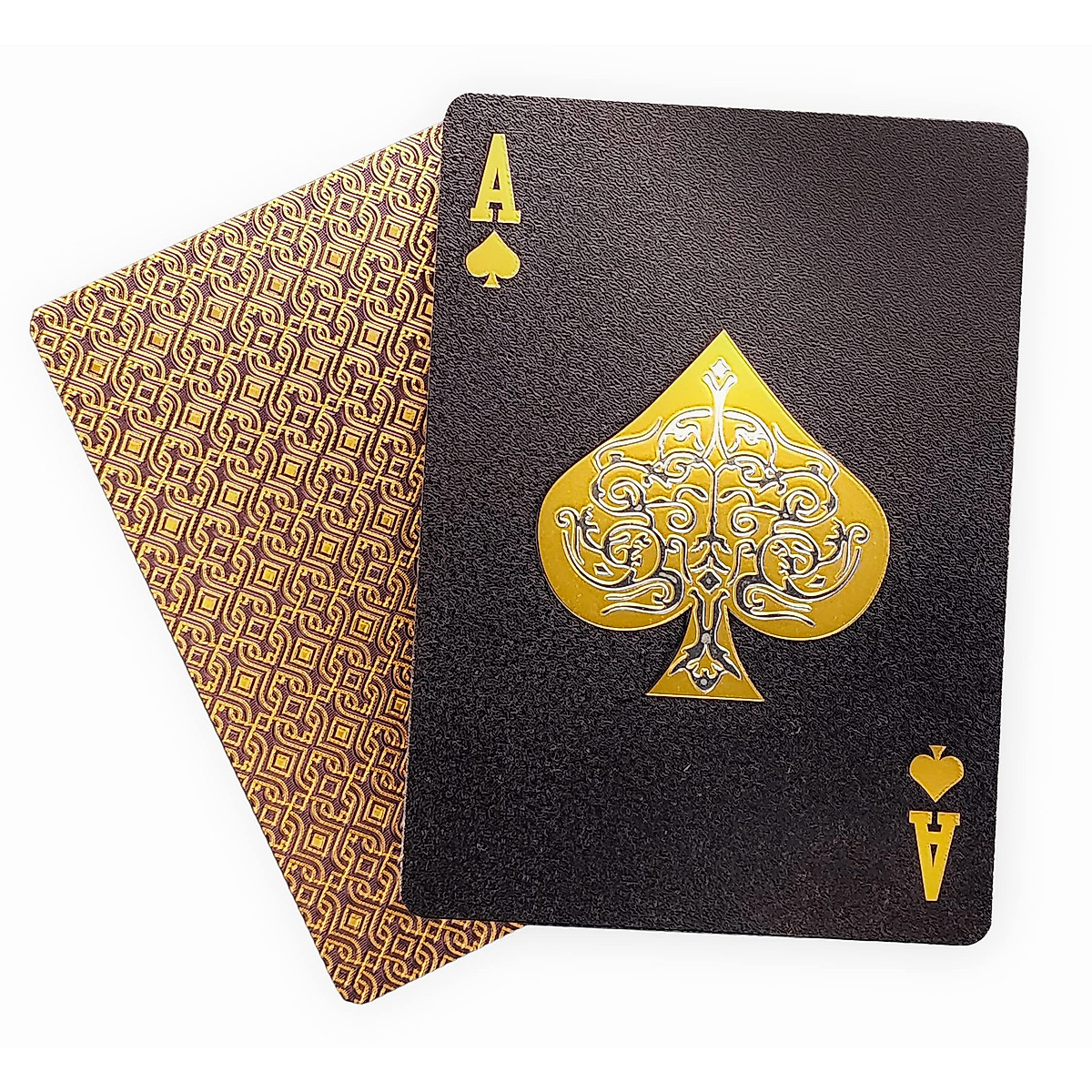 INTEGEAR 2 Decks of Playing Cards, Gold 3D Embossed Patterned Poker Cards Plastic PET Waterproof Playing Cards Luxury Magic Trick Game Tool Gift Reusable Party Decoration