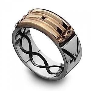 Holysands Kabbalah Atlantis Ring for Protection 18K Gold & 950 Silver