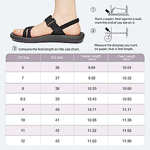 MEGNYA Comfortable Flip Flop Sandals for Ladies, Lightweight and Non Slip Rubber Hiking Sandals for Adventure, Arch Support Sandals with Hook and Loop Comfy Straps Black Size 10