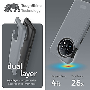 TUDIA DualShield Grip Designed for OnePlus 11 Case 5G (2023), [MergeGrip] Dual Layer Shockproof Slim Military Grade Non-Slip Tough Heavy Duty Protective Phone Case Cover - Gray