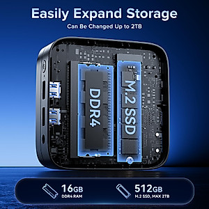 KAMRUI AK1PLUS Mini PC Alder Lake N97(up to 3.60 GHz),16GB RAM 512GB ROM Small Desktop Computer, Mini Computers Support 2.5" SSD (up to 2TB),4K,WiFi 2.4G/5G,BT4.2 on Business Home Office Family-NAS