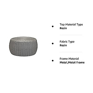 Household Essentials Gray Wicker Patio Ottoman Footstool