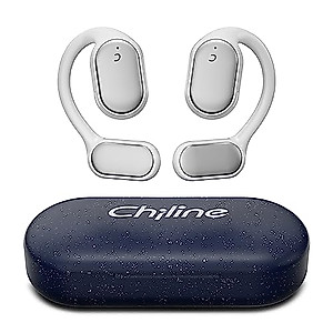 Open Ear Headphones Wireless Bluetooth Earbuds, Air Conduction Earbuds with Built-in Mic,Up to 30 Hours Playtime with Digital Display Charging Case,Waterproof Earphones for Android & iPhone - Blue