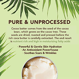 Cocoa Butter Raw Unrefined | Pure Ingredients | Body Moisturizer | Hydrate, Nourish & Soften Your Skin | Restore & Repair | Body Butter for Women & Men, All Skin Types 8 oz