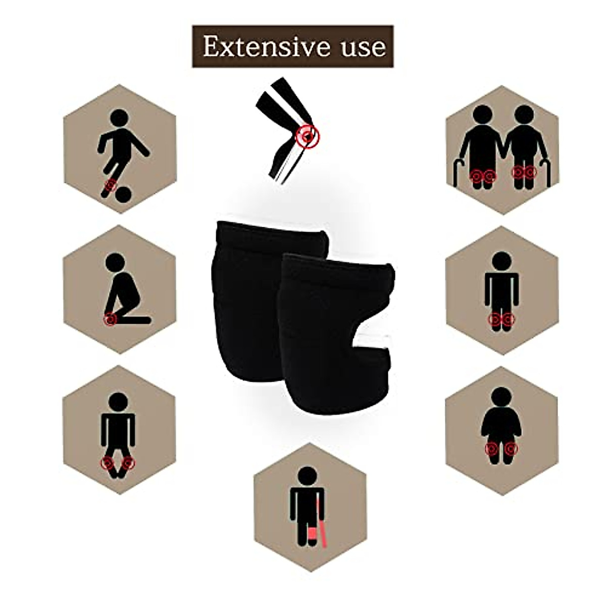 JANSONG Knee Pads with Thick Foam Adjustable Non-Slip Knee Pads for Work Garden Cleaning Flooring Yard Dance Yoga Construction Collision Avoidance Kneeling Sleevedd for Men