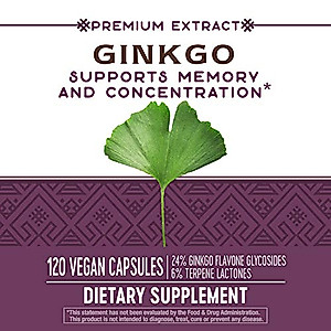 Nature's Way Premium Extract Ginkgo, Memory and Concentration*, 120 Capsules