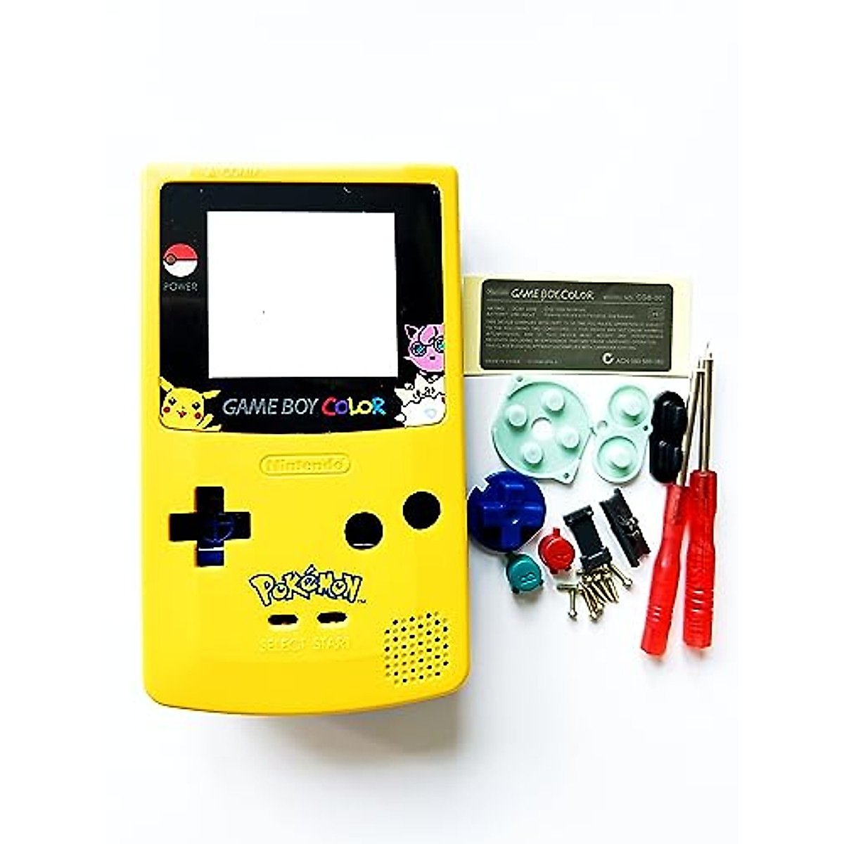 JMXLDS Replacement Full Housing Shell Case Cover Pack with Screwdriver Buttons for Game boy Color GBC Repair Part-Yellow&Blue.