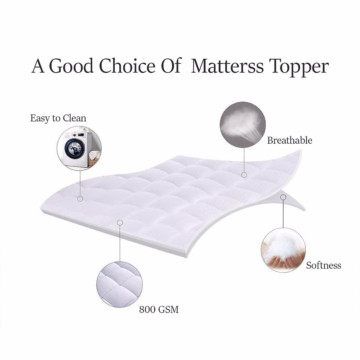 Full Size- 1 Piece 800 GSM Down Alternative 2 Inch Thick Upto 15" Deep Pocket Fluffy Mattress-Topper Protector for Extra Soft Comfortable Sleep for All Season- Full(54X75 Inche), Burgundy