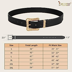 JASGOOD Plus Size Women's Leather Belt for Jeans Pants, Fashion Ladies Waist Belt with Gold Buckle