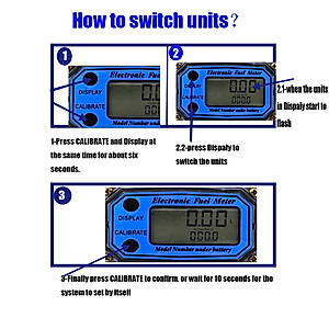 LELUKEE Digital Fuel Turbine Aluminum Flowmeter with LCD Display,1″ FNPT Inlet/Outlet (10-100 LPM)-Unit of Measurement Support L/GAL/PTS/QTS (1inch)