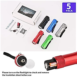 yikosam 5 Pcs UV Black Light Flashlights, 9 Led 395-400nm Mini Blacklight Handheld Portable Torch Pet Urine Detector for Bed Bug, Hair, Dog Cat Urine and Stains Batteries Included