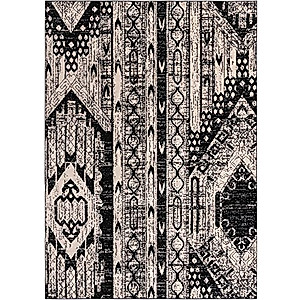 Unique Loom Portland Collection Area Rug - Orford (10' x 14' Rectangle, Black and White/Black)
